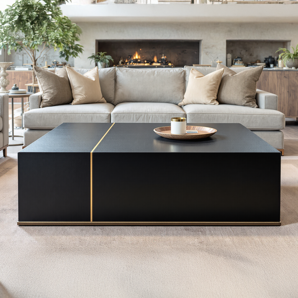 Waterfall 2 Large Square Cocktail Table - Leather wrapped – Olive & Wool