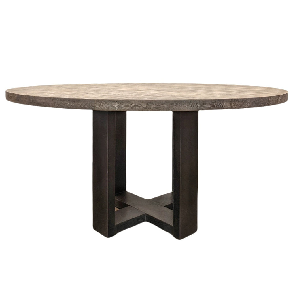 Origins 72" Round Dining Table - Leather Base – Olive & Wool